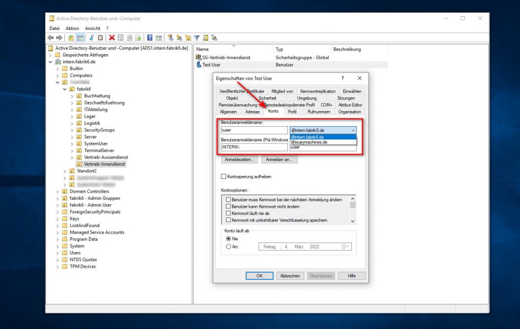 Zusätzlichen User Principal Name (UPN) im Active Directory hinzufügen ...